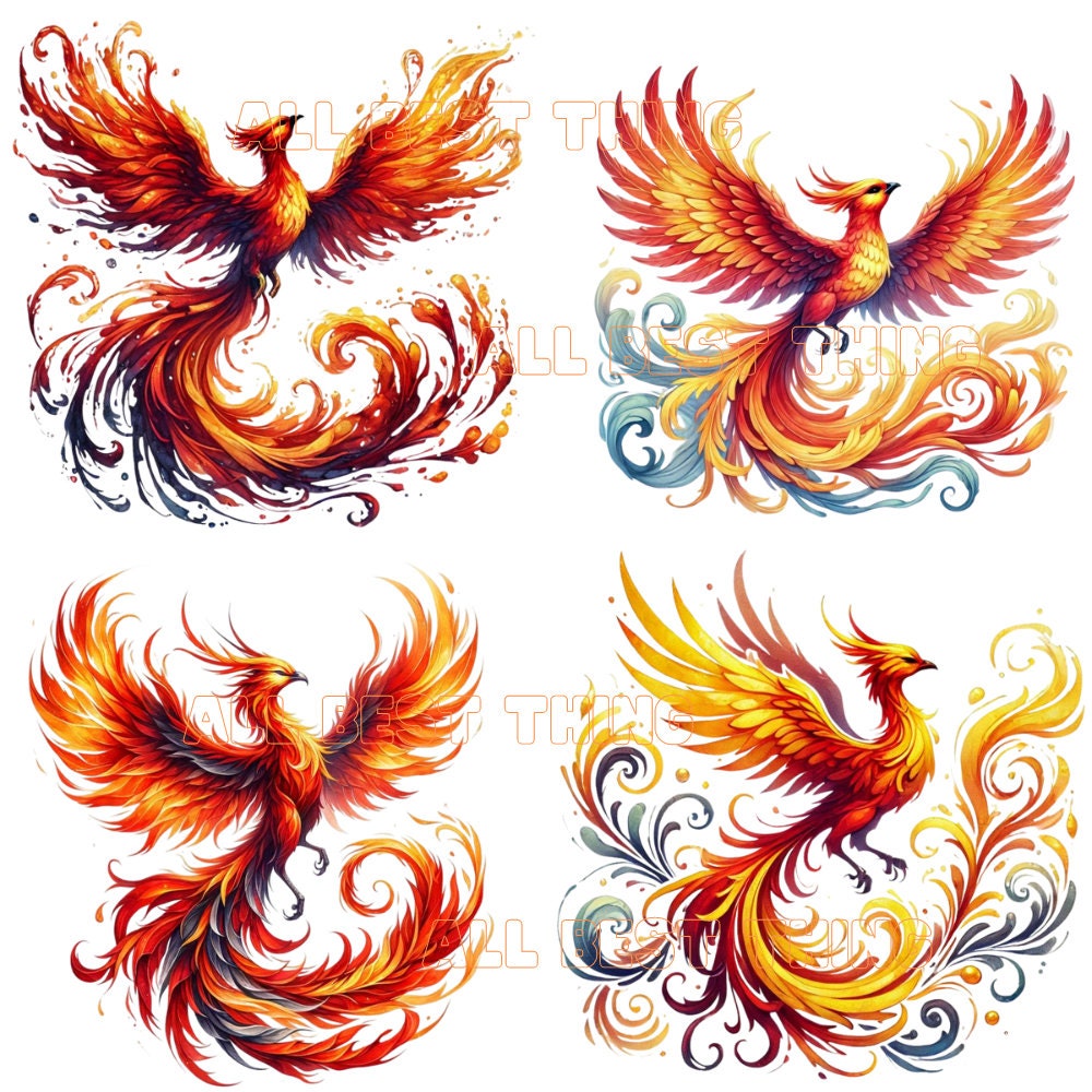 28 Flaming Phoenix Clipart PNG Bundle, High Quality Pngs, Digital Downloads, Commercial Use ...