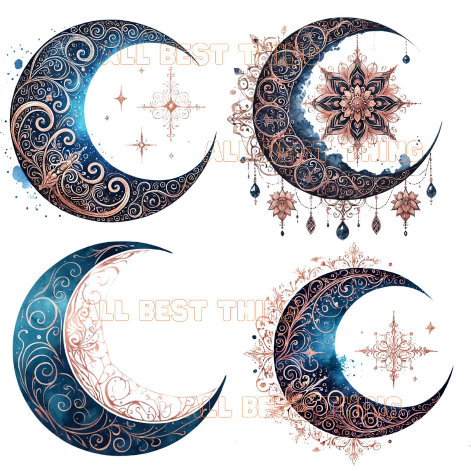28 Celestial Mystical Filigree Moon PNG Clipart, Fantasy, Magical ...