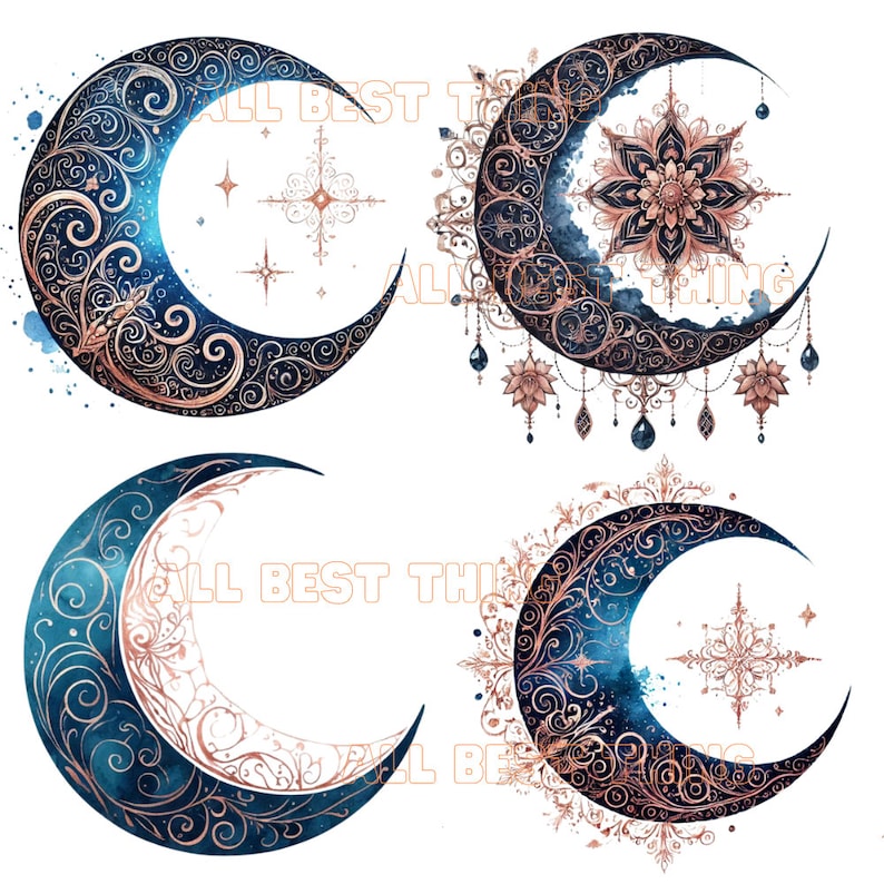 28 Celestial Mystical Filigree Moon PNG Clipart, Fantasy, Magical ...