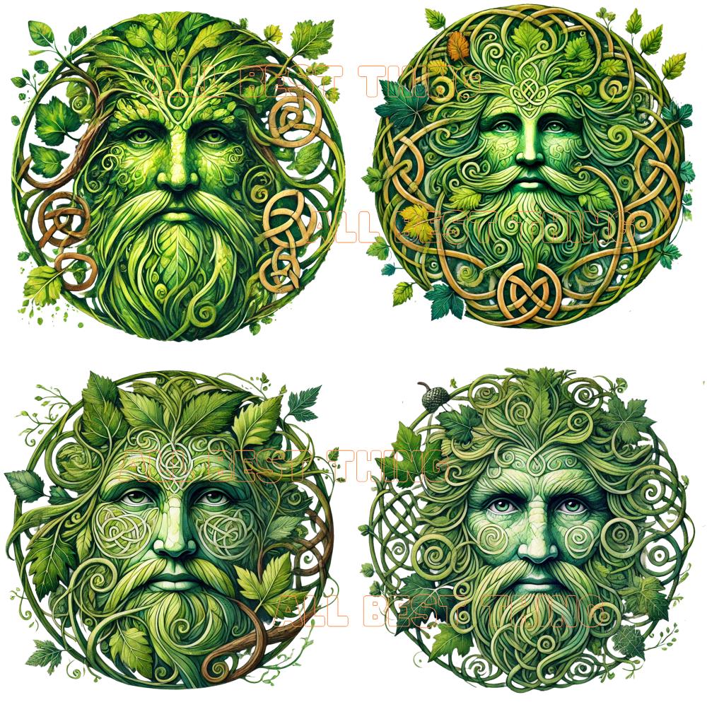 28 Celtic Green Man Clipart PNG, Pagan Mythology Sublimation Watercolor ...