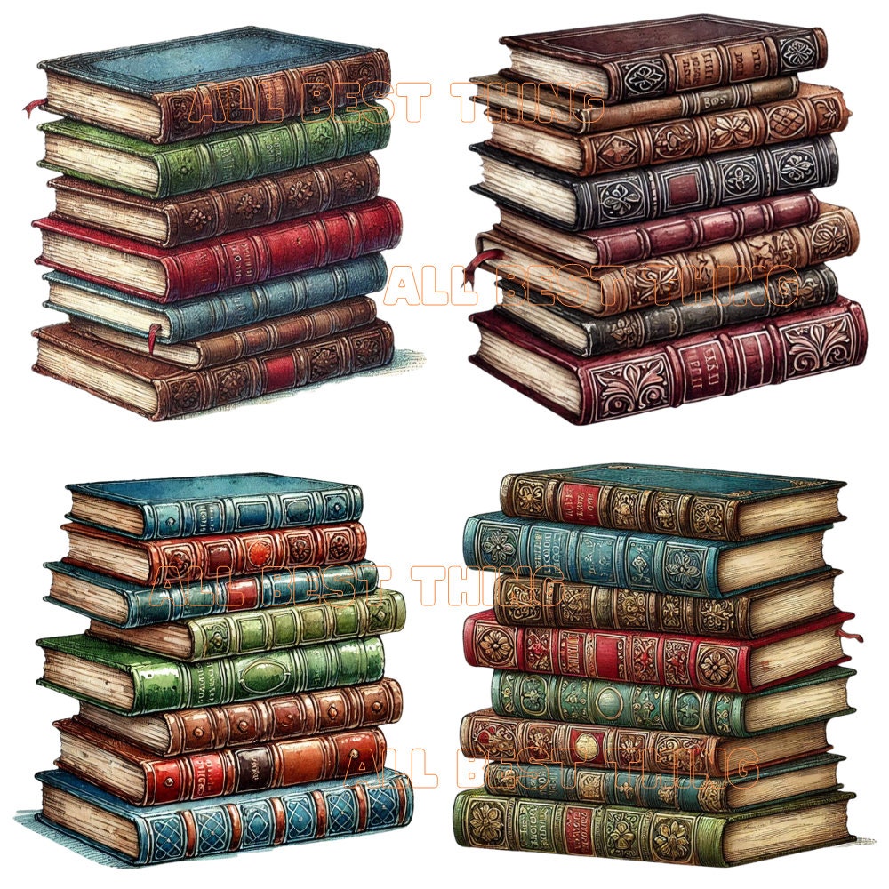 28 Old Book Clipart PNG, Vintage Book Clipart, Printable Watercolor ...