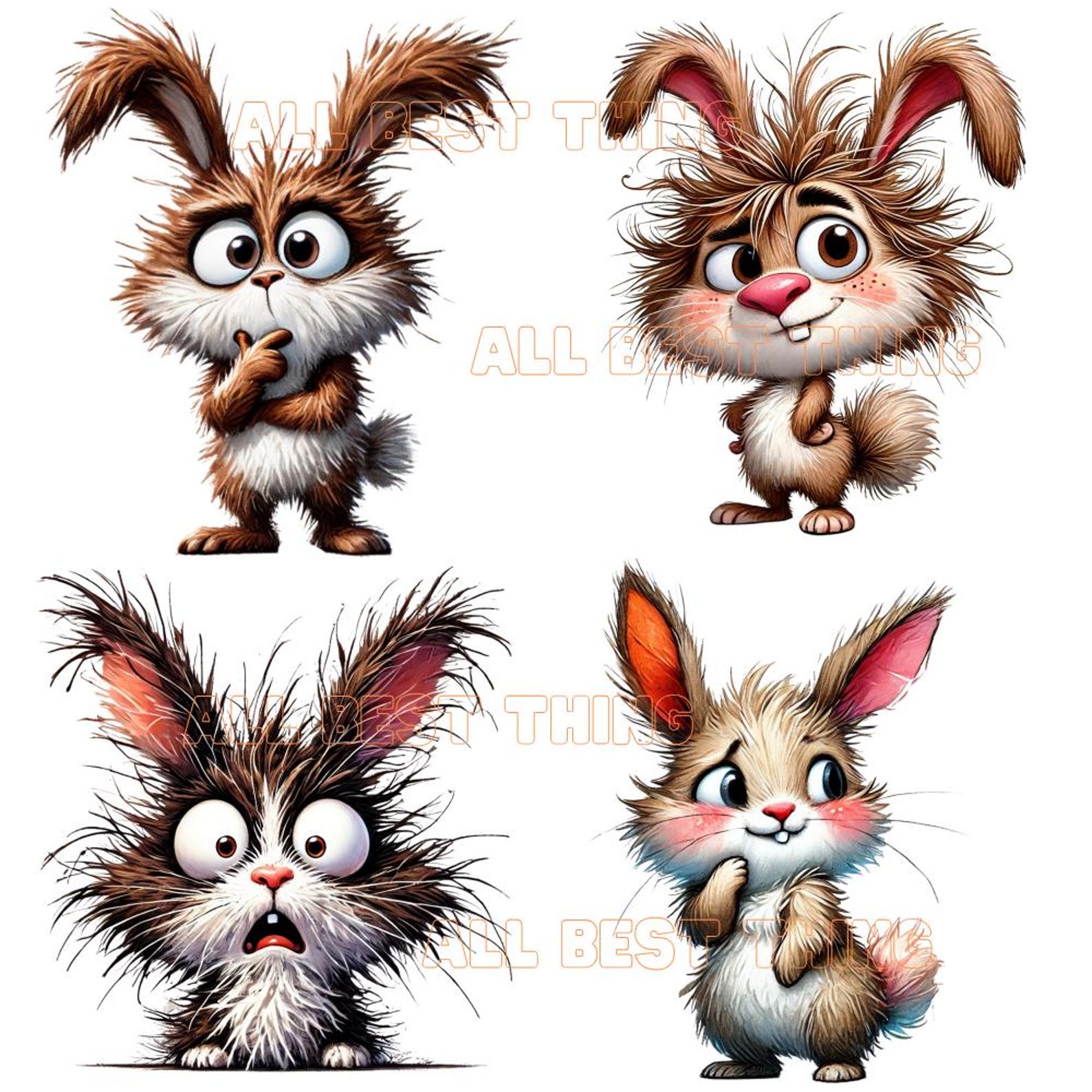 28 Quirky Rabbit Clipart PNG, Watercolour Animal, Whimsical Rabbit Art ...