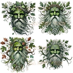 28 Celtic Green Man Clipart PNG, Pagan Mythology Sublimation Watercolor ...