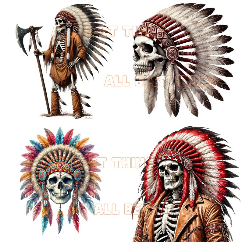 28 Native American Skull PNG Clipart ,red Indian Skull, Colorful Skull ...