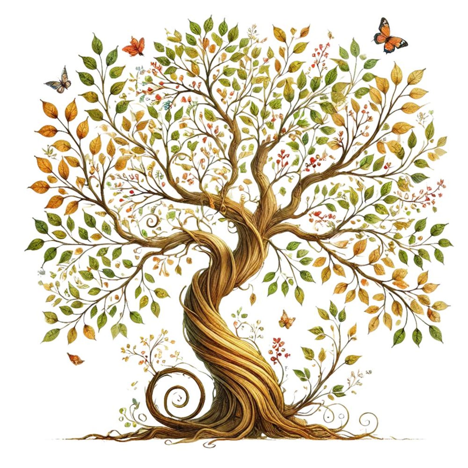 28 Mythical Tree Clipart PNG, Floral Tree Print, Printable Watercolor ...