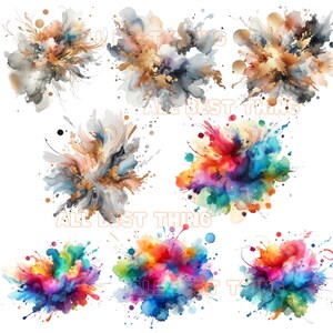 64 Watercolor Color Splash PNG Clipart Paint Splatter Clipart Colorful ...
