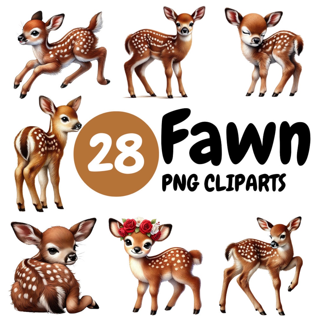 28 Fawn Baby Clipart PNG, Deer for Nursery, Printable Watercolor ...