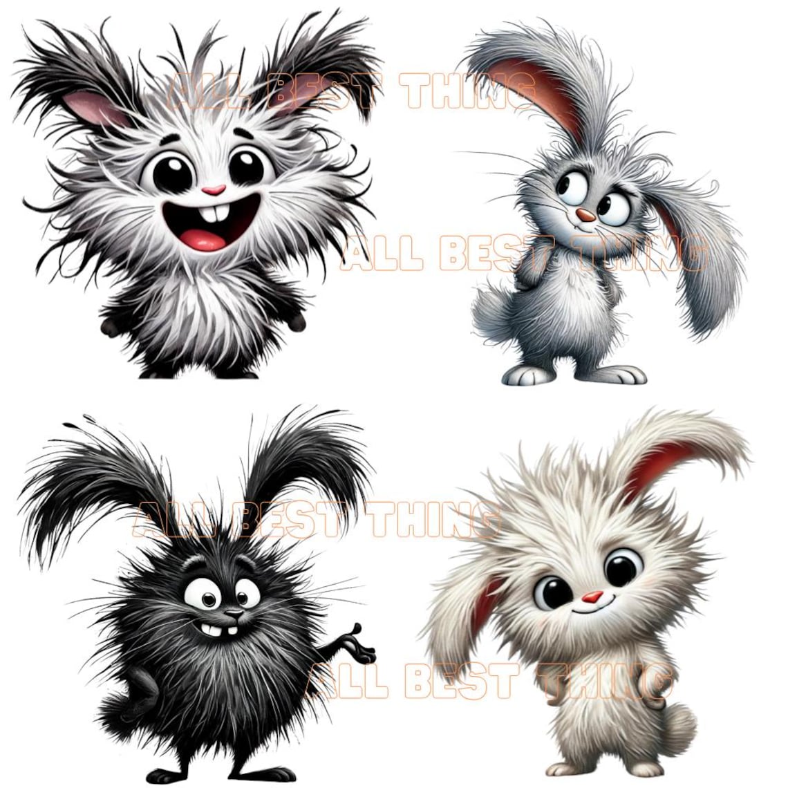 28 Quirky Rabbit Clipart PNG, Watercolour Animal, Whimsical Rabbit Art ...