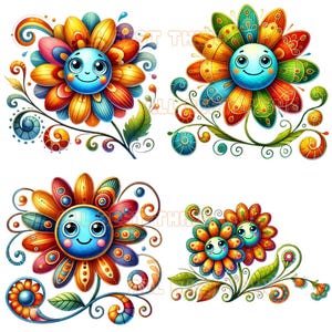 28 Whimsical Flowers Clipart PNG, Quirky Flower Clip Art, Whimsical ...
