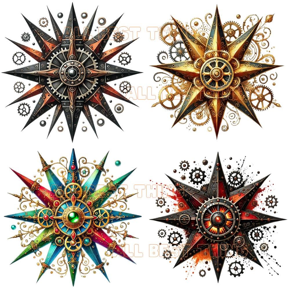 28 Watercolor Steampunk PNG Clipart Sky Steampunk Celestial Clipart ...