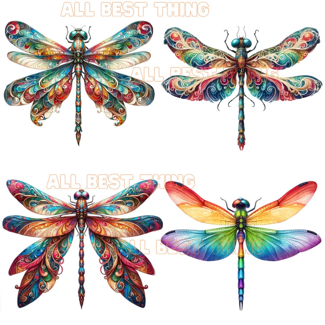 24 Colorful Dragonfly Clipart | High Quality Pngs, Digital Planner ...