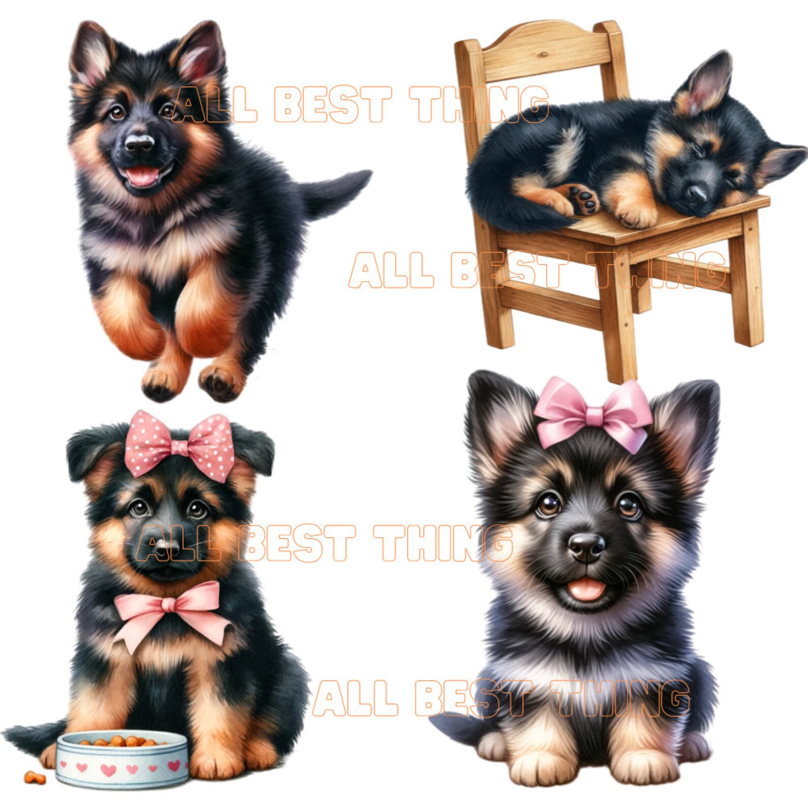 32 Cute German Shepherd Watercolor PNG Clipart, Cute Dog PNG, German ...