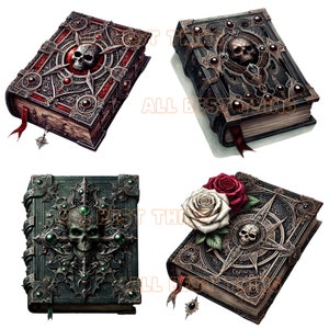 28 Watercolor Gothic Books Clipart PNG Bundle, Gothic Book Clipart Set ...