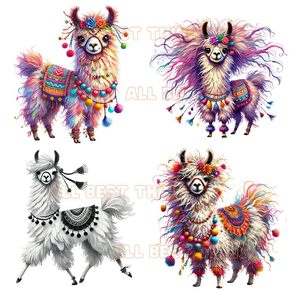 28 Quirky Fancy Llama Clipart PNG, Watercolor, Junk Journaling ...