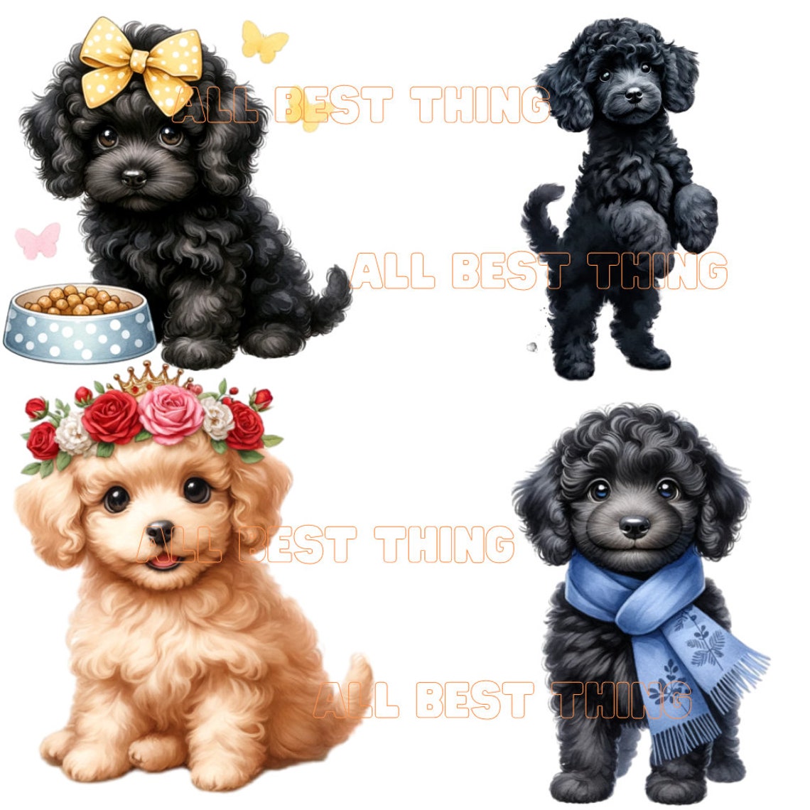 32 Cute Goldenpoodle Watercolor PNG Clipart, Cute Dog PNG, Poodle ...