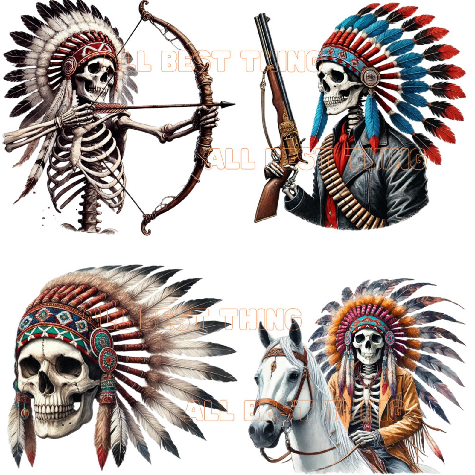 28 Native American Skull PNG Clipart ,red Indian Skull, Colorful Skull ...
