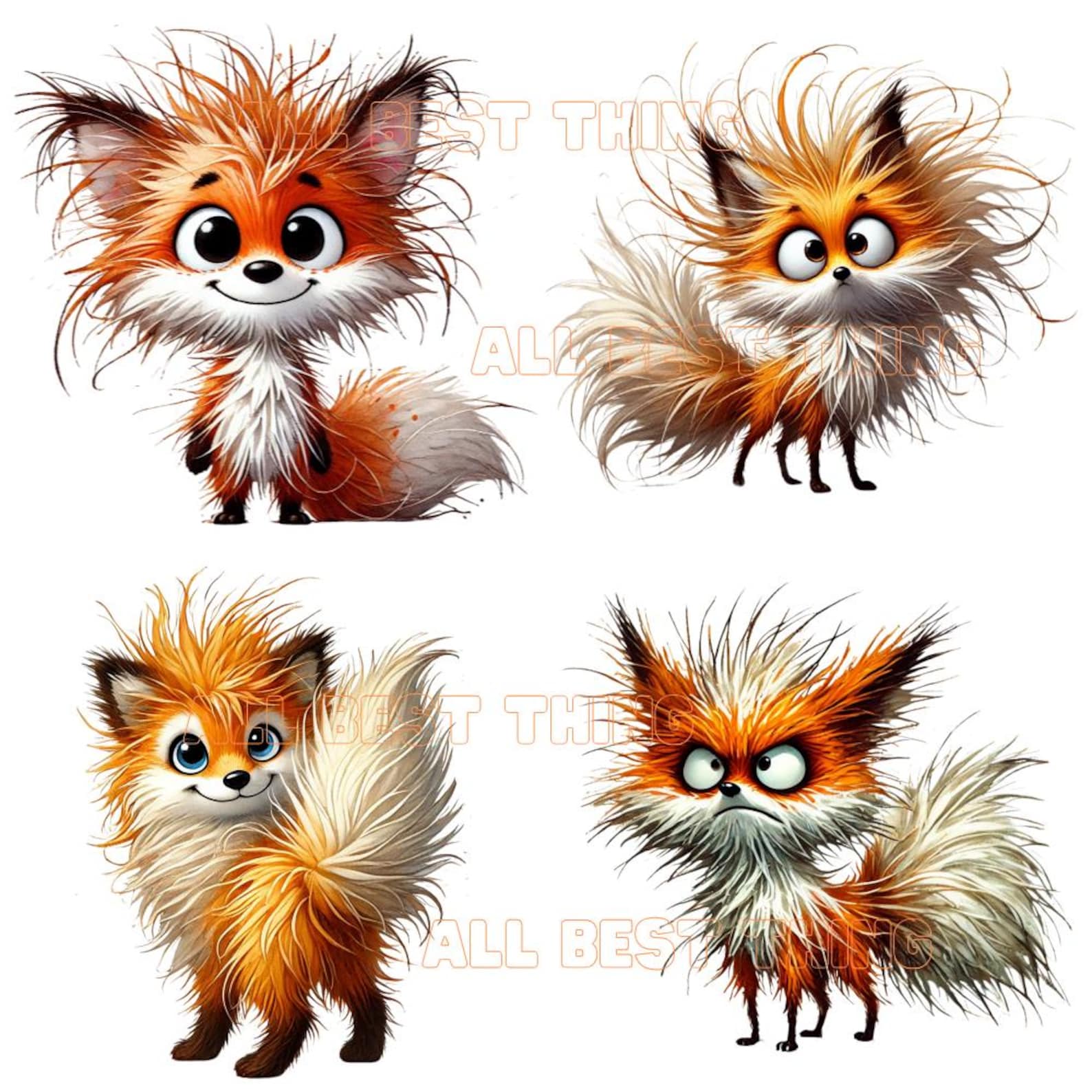 28 Frazzled Quirky Fox Clipart PNG, Surprised Fox, Cute Fox, Printable ...
