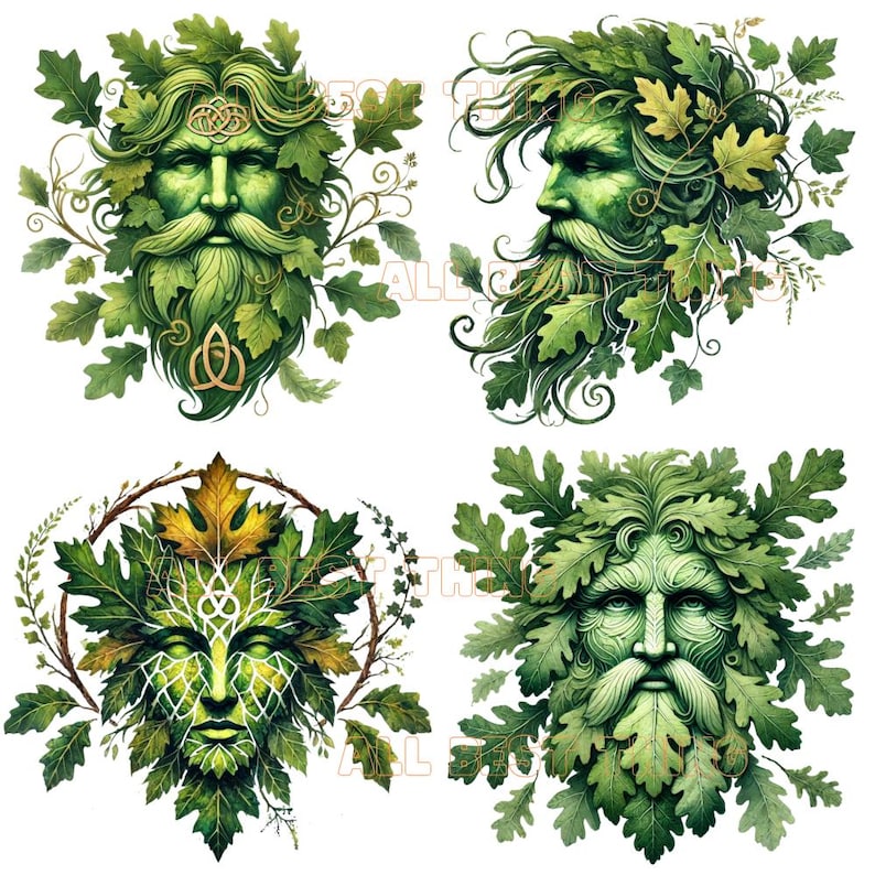28 Celtic Green Man Clipart PNG, Pagan Mythology Sublimation Watercolor ...