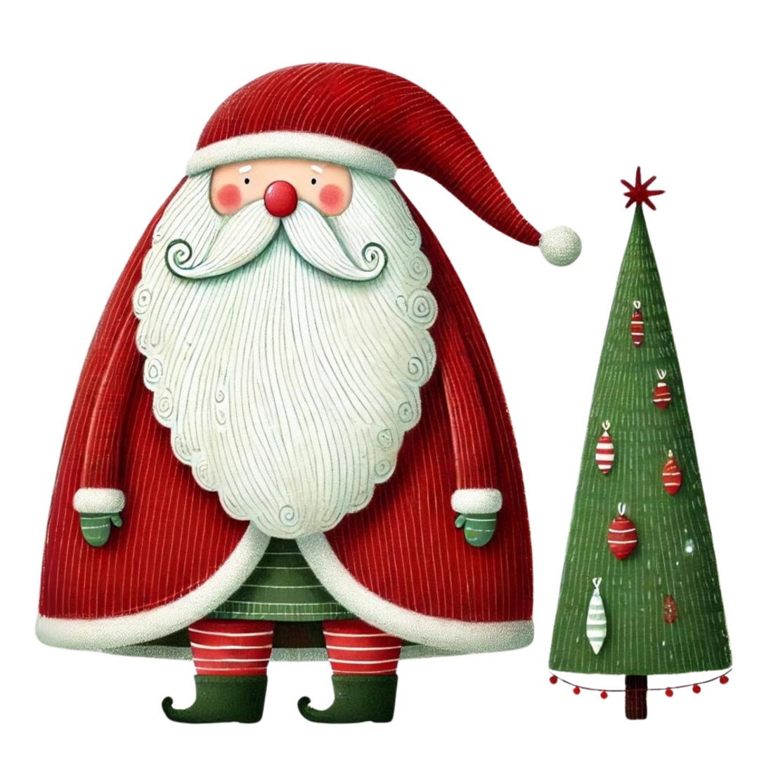 28 Whimsical Santa Clipart PNG, Jolly Santa Graphics for Christmas ...