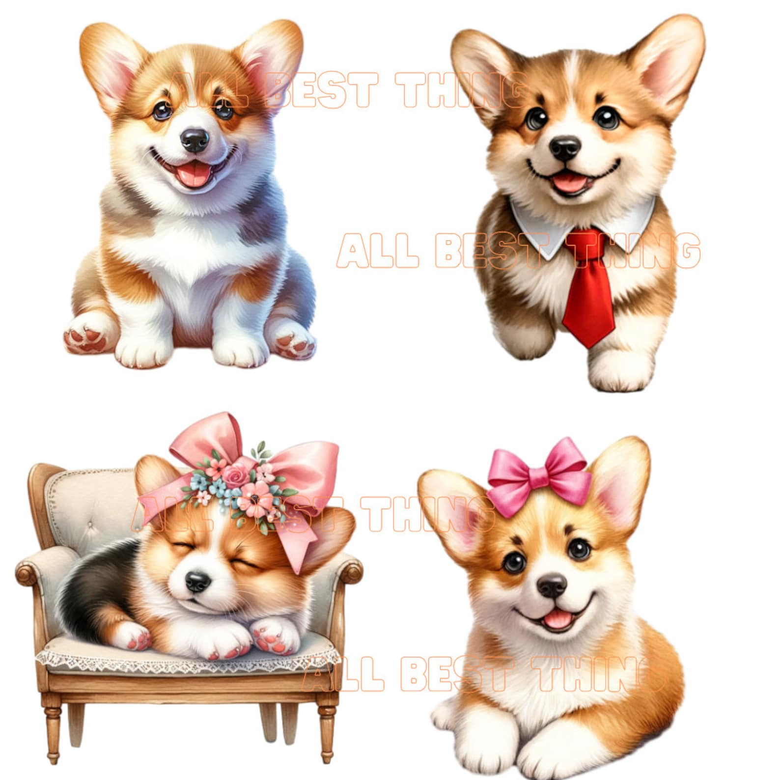 24 Corgi Watercolor PNG Clipart, Corgi Dog PNG, Cute Corgi Dog Clipart ...