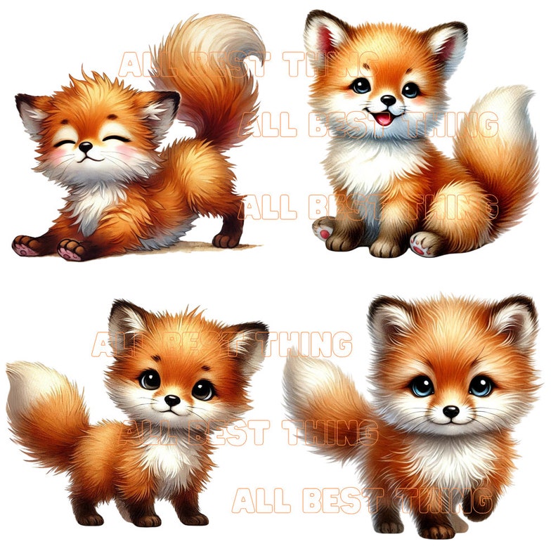 28 Watercolor Cute Fox PNG Bundle, Digital Crafts Designs Transparent ...