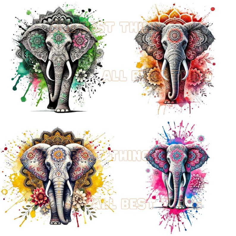 28 Mandala Elephant Clipart PNG, Elephant Digital Clipart, Mandala ...