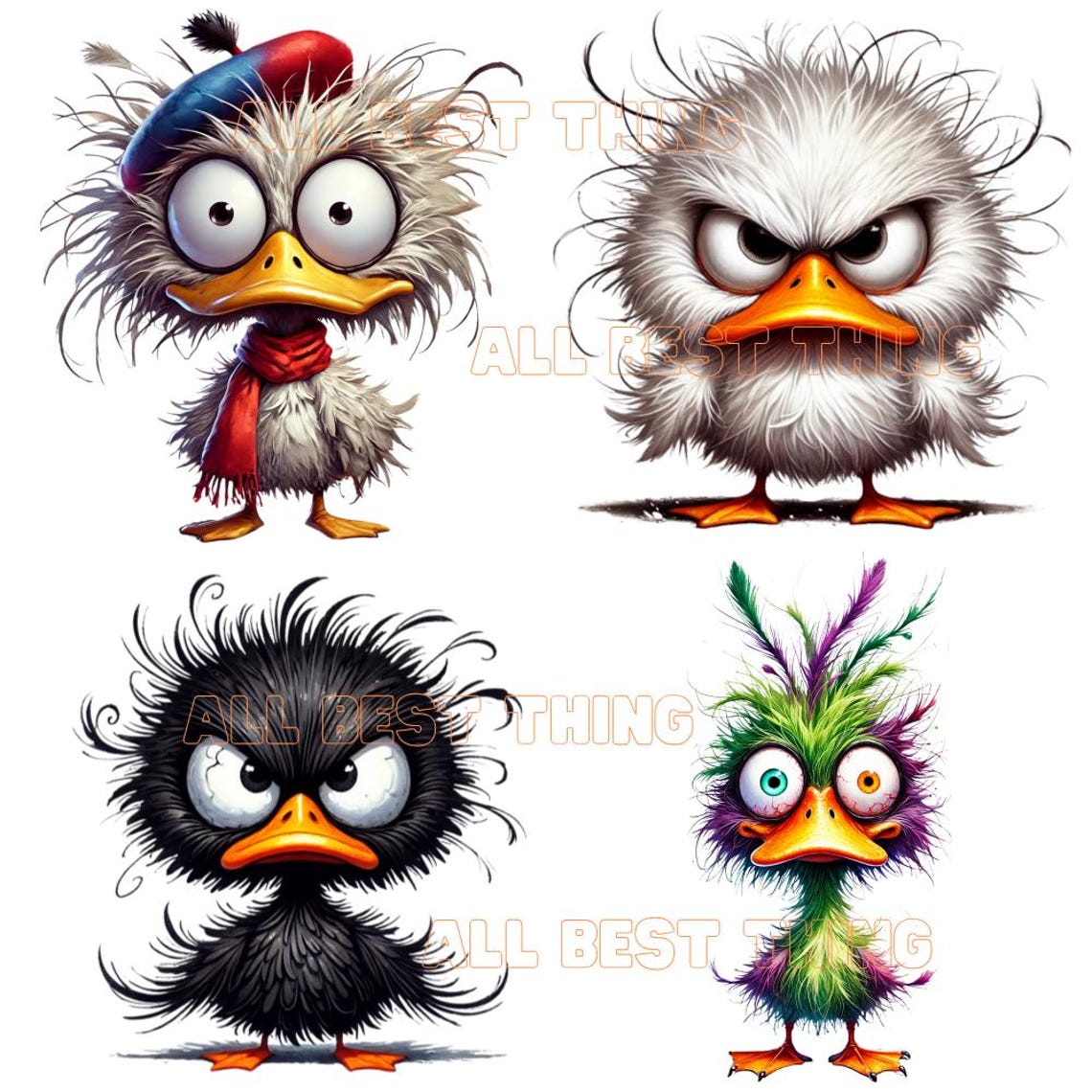 28 Quirky Duck Clipart PNG, Funny Farm Animal Clipart, Printable ...