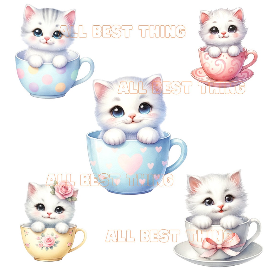 30 Cute Cat in Cup Kittens Cat Clipart, Cute Kittens With Actions, Cute ...