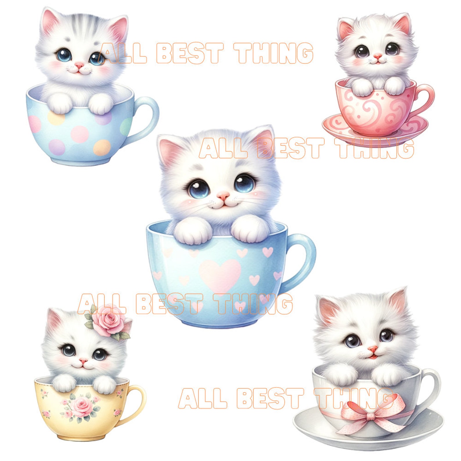 30 Cute Cat in Cup Kittens Cat Clipart, Cute Kittens With Actions, Cute ...