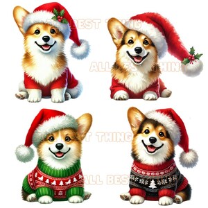 28 Corgi Dog Christmas Clipart PNG , Watercolor PNG, Cute Animal ...