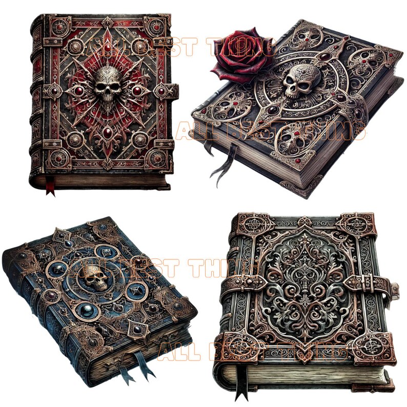 28 Watercolor Gothic Books Clipart PNG Bundle, Gothic Book Clipart Set ...