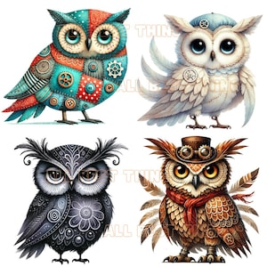 28 Whimsical Owl Clipart PNG, Quirky Birds Clip Art, Owl Graphics, Bird ...