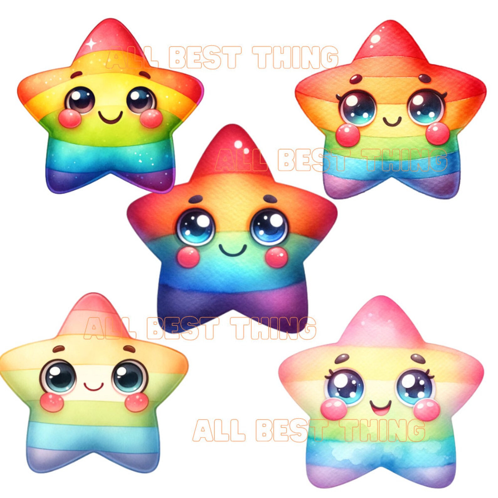 40 Watercolor Stars Clipart Star Shapes Download Instant Download Cute ...