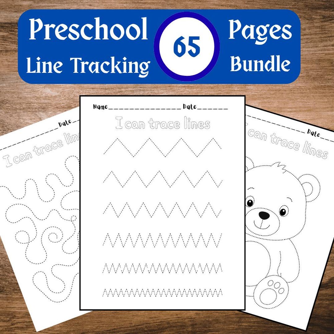 65 Preschool Line Tracing Worksheets Bundle, Line Trace Page Printable ...