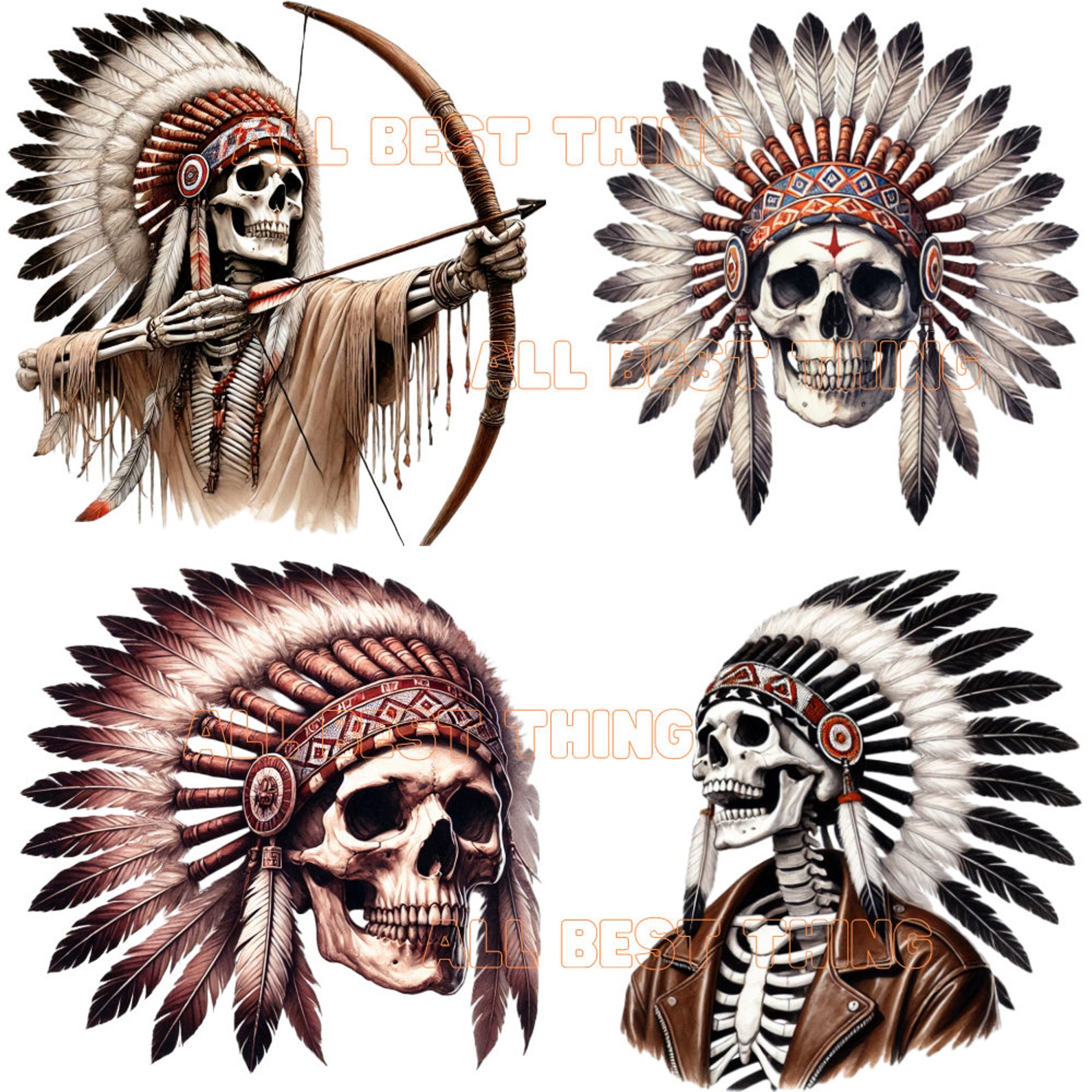 28 Native American Skull PNG Clipart ,red Indian Skull, Colorful Skull ...
