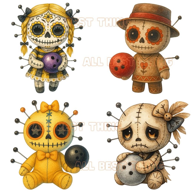 28 Cute Voodoo Doll Bowling Clipart PNG, Halloween Voodoo, Commercial ...