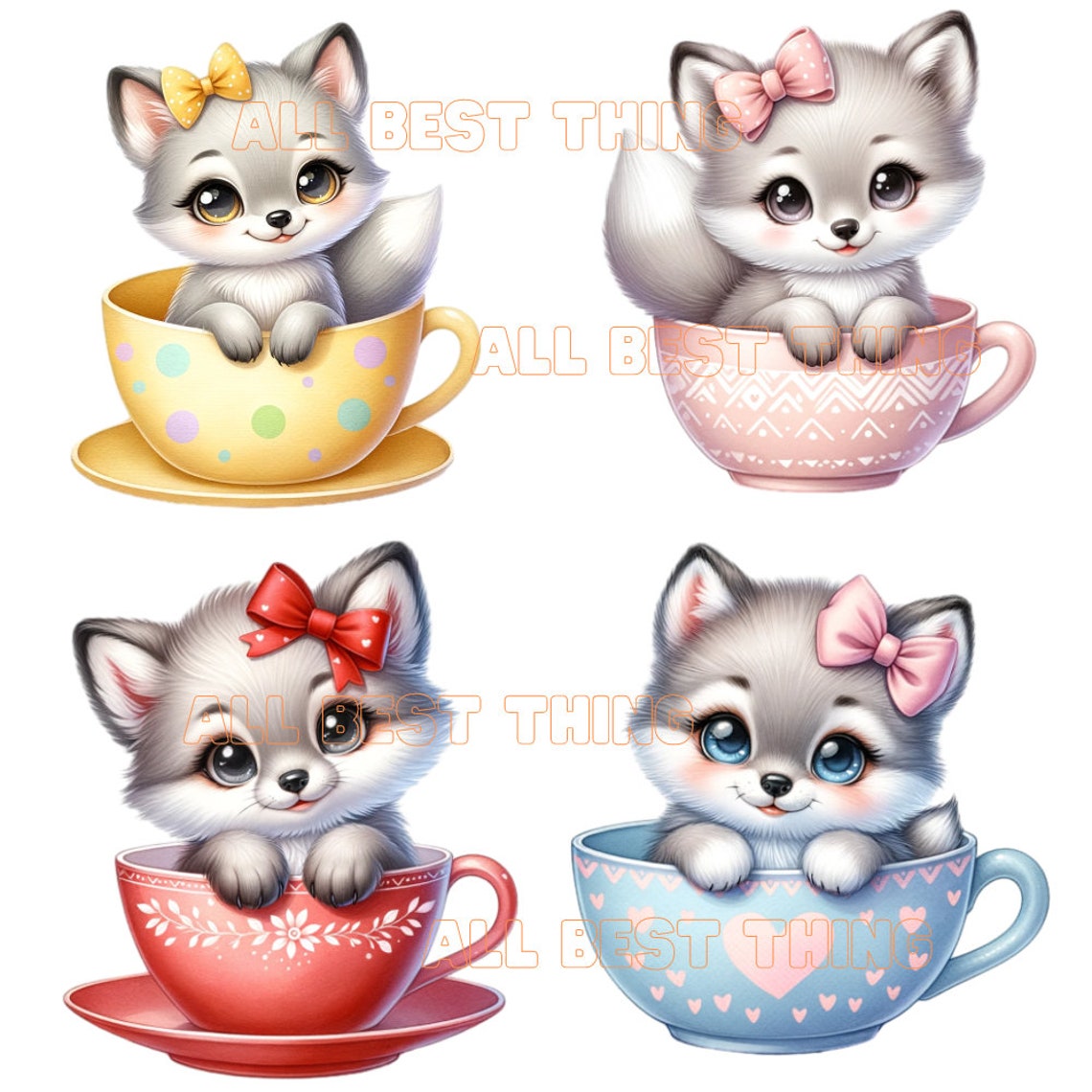 24 Cute Fox in Cup Watercolor Clipart, Fox PNG, Fox Dog Clipart, Fox ...