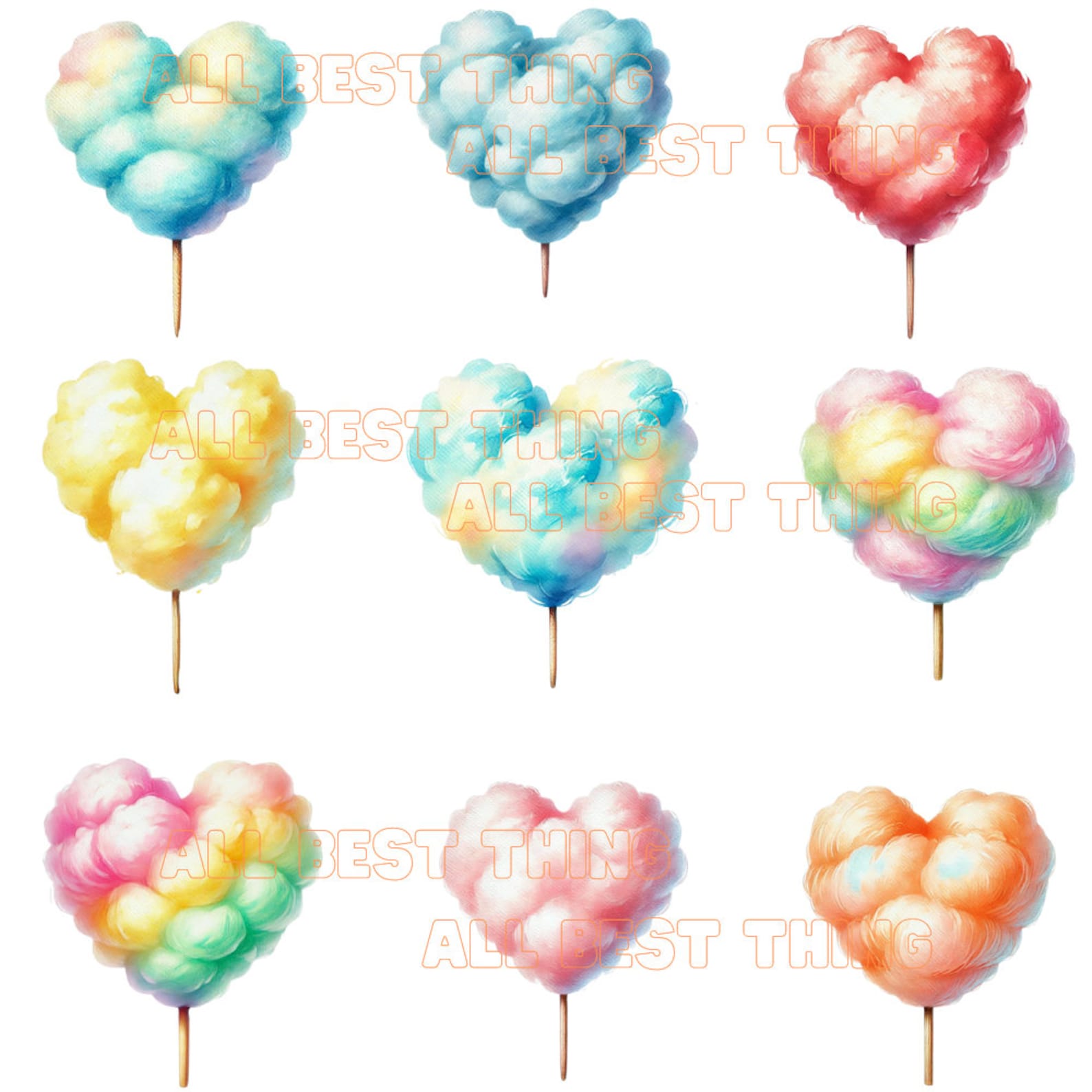 54 Cotton Candy Clipart, PNG With Transparent Background, Watercolor ...