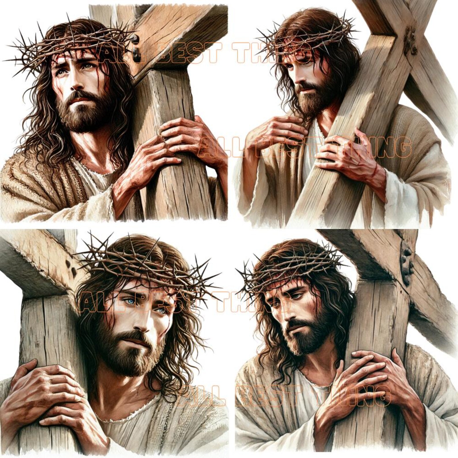 28 Watercolor Jesus Clipart PNG, Religious Graphics, Digital Bible ...