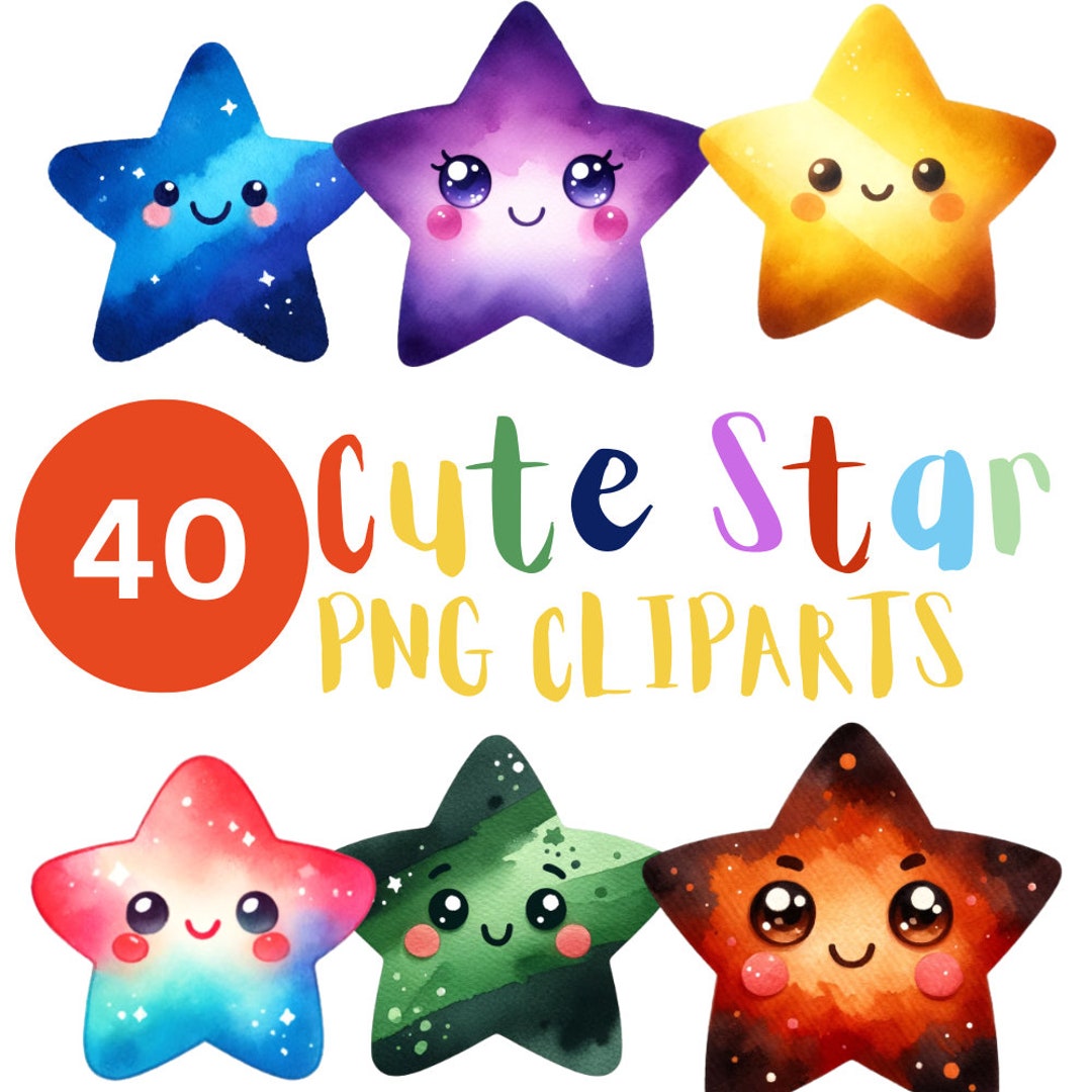 40 Watercolor Stars Clipart - Star Shapes Download - Instant Download ...
