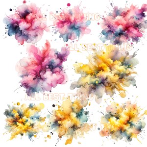 64 Watercolor Color Splash PNG Clipart Paint Splatter Clipart Colorful ...