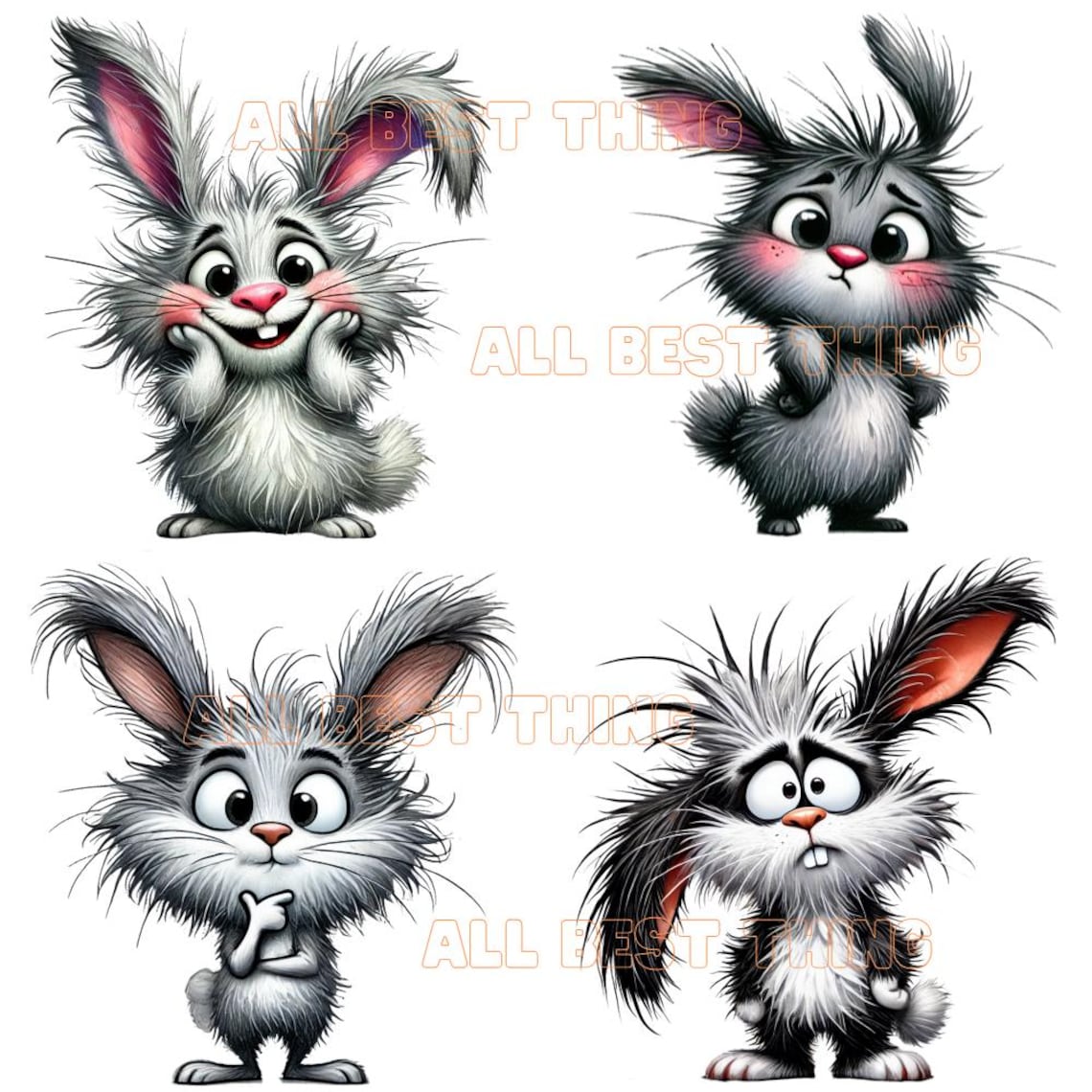 28 Quirky Rabbit Clipart PNG, Watercolour Animal, Whimsical Rabbit Art ...