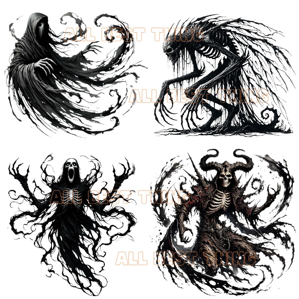 28 Horror Demon Monsters and Ghosts Clipart PNG Bundle, Gothic Digital ...