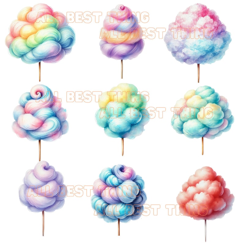 54 Cotton Candy Clipart, PNG With Transparent Background, Watercolor ...