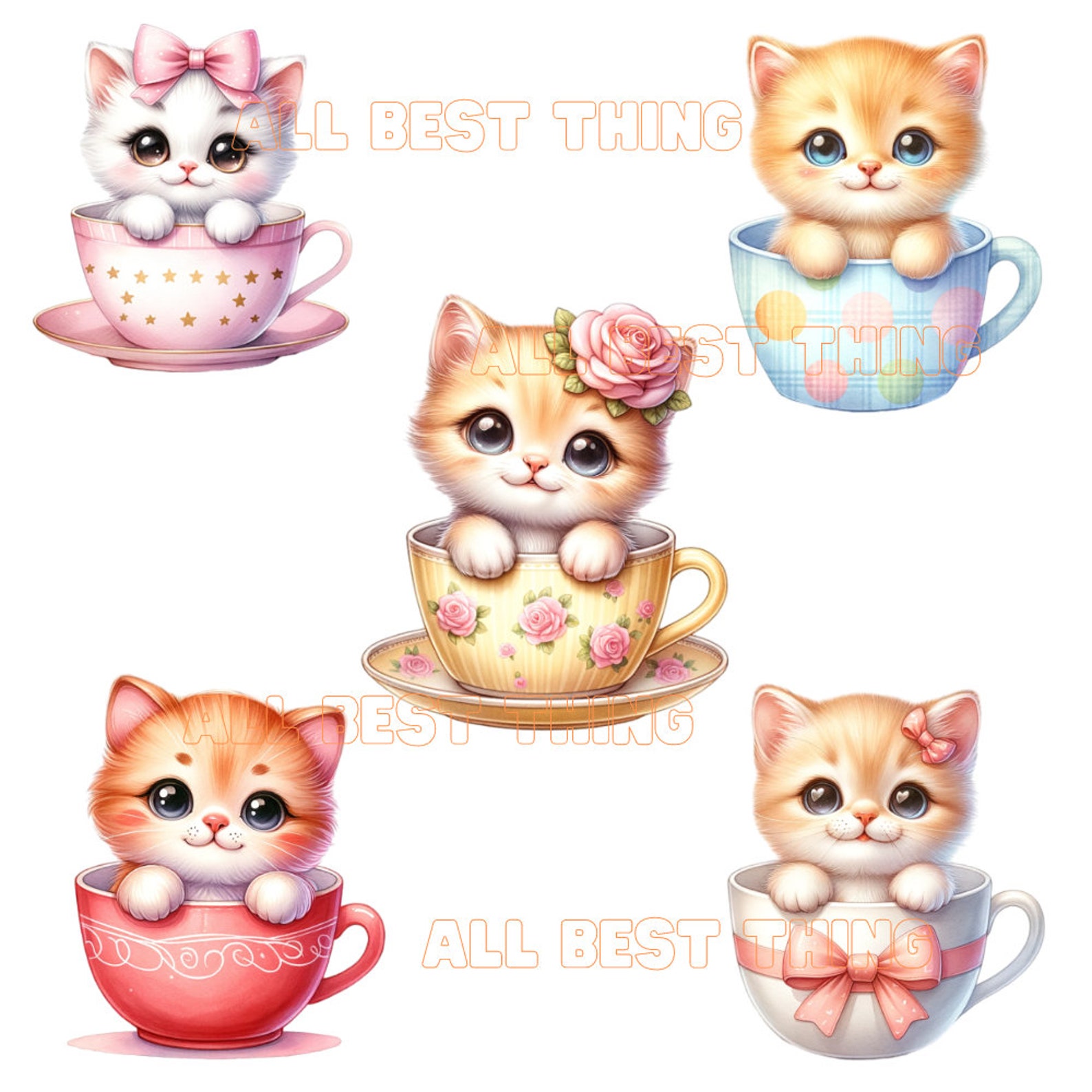 30 Cute Cat in Cup Kittens Cat Clipart, Cute Kittens With Actions, Cute ...