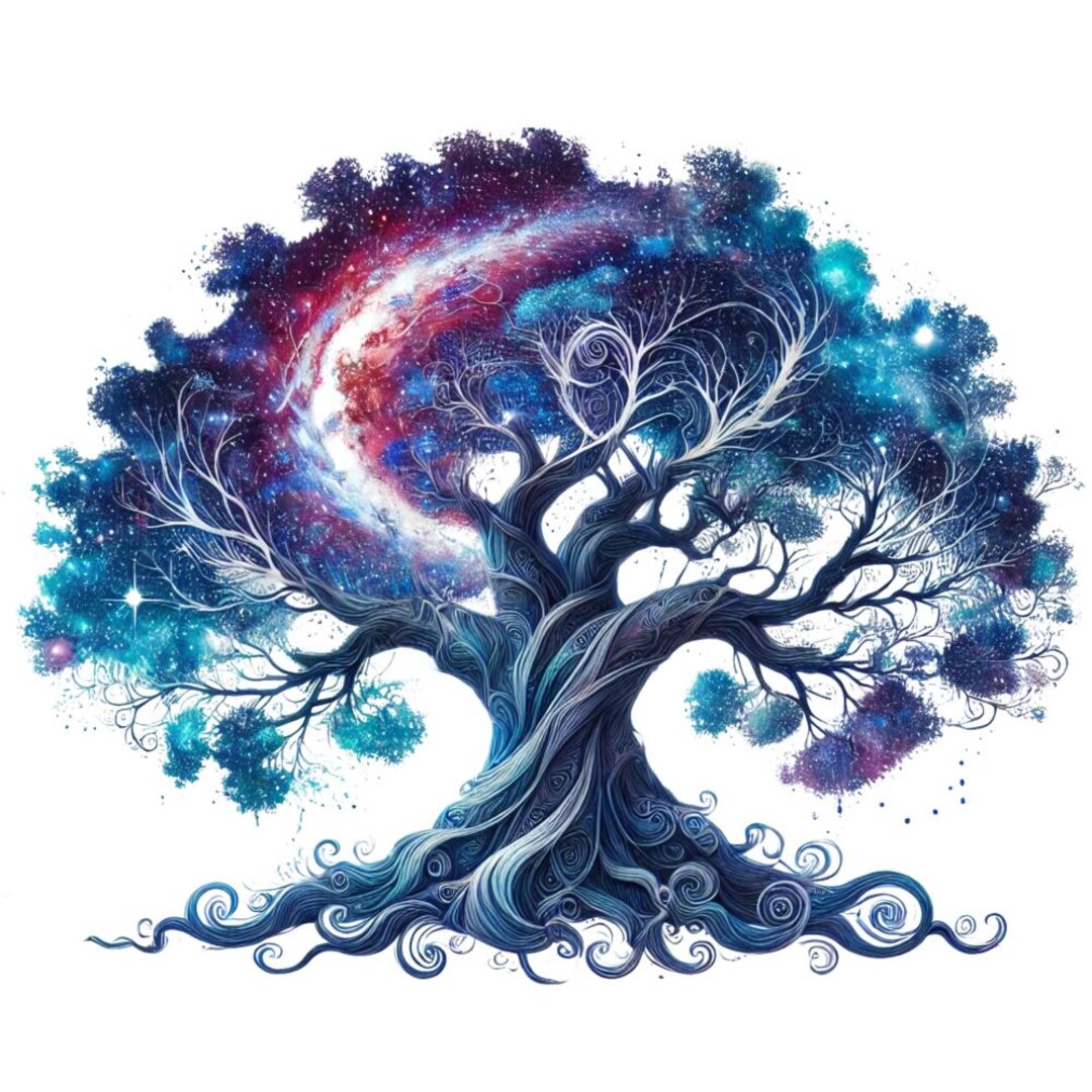 Watercolor Wishing Tree Clipart: Celestial Fantasy Tree PNG (commercial ...