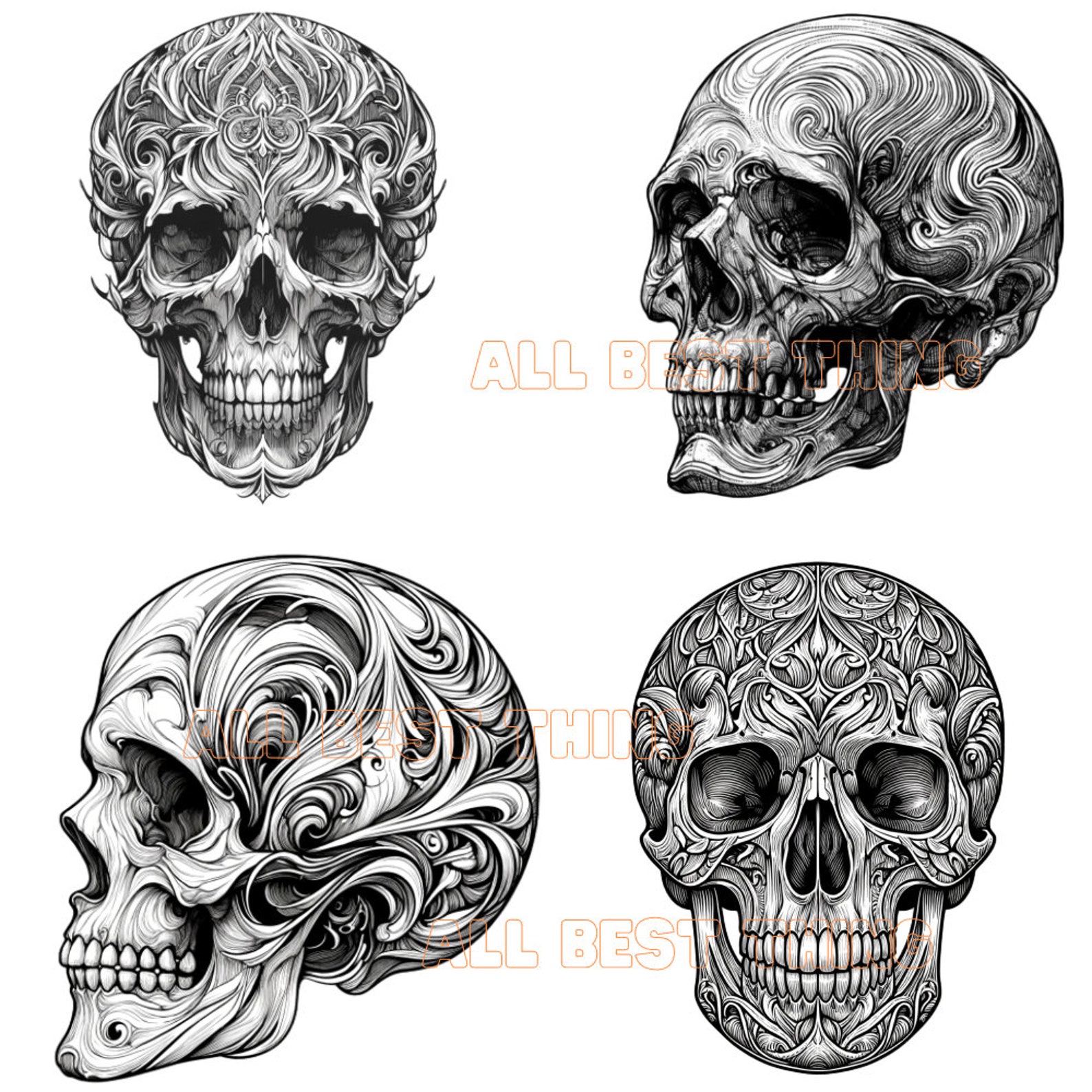 24 Skull Line Art Gothic PNG Clipart ,black Skull, Western Skull, Art ...