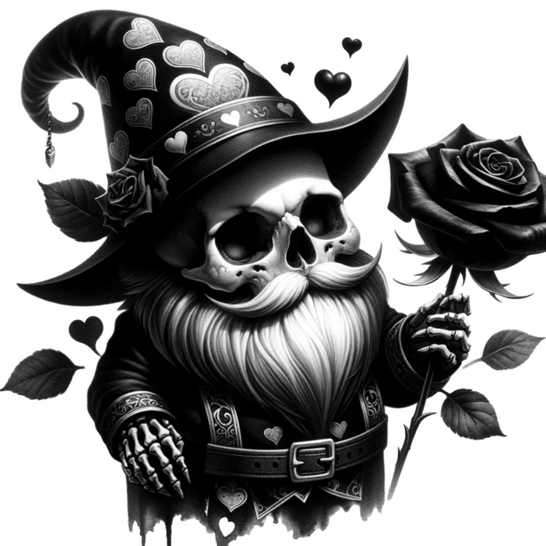 24 Black Skull Gnome Clipart ,gothic Skull, Gothic Gnome ,scrapbook ...