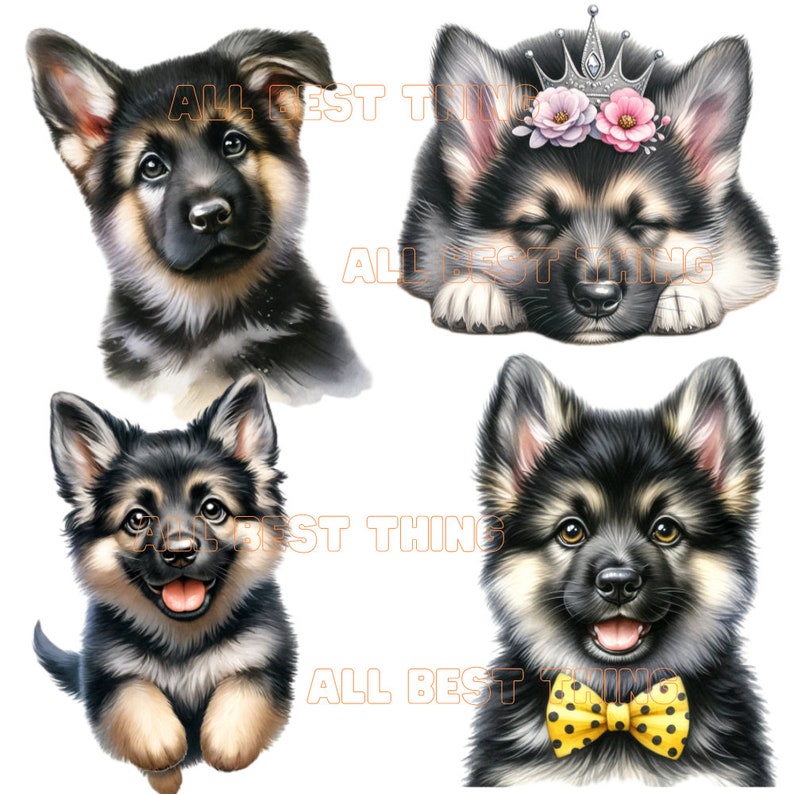 32 Cute German Shepherd Watercolor PNG Clipart, Cute Dog PNG, German ...