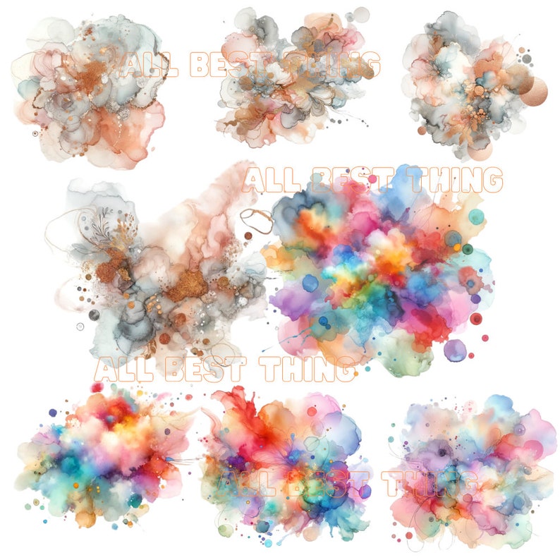 64 Watercolor Pastel Color Splash PNG Clipart Paint Splatter Clipart ...